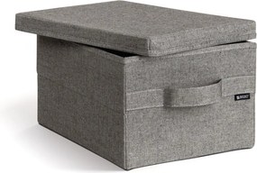 Šedý látkový úložný box s víkem 27x36x19 cm Soft Storage Small – Bigso