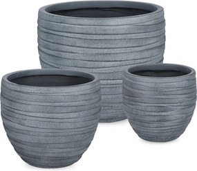 BIZZOTTO Sada 3 květináčů STRIPS Šedá