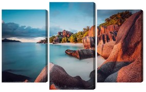 Vícedílný obraz Pláž Na Seychelách Nedostatek Nedostatek Přírodní plátno 150x100