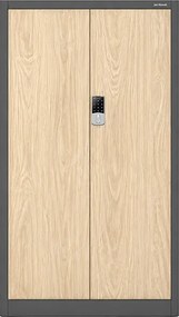 Kovová kancelářská skříň se zámkem na kód antracitová, dub sonoma, 900x1850x400 mm: DANIEL Eco Design