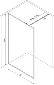Mexen Kioto-F sprchová stěna Walk-in s rámem 95 x 202 cm, průhledná 8 mm, zlatá kartáčovaná - 800-095-104-55-00