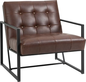 HOMCOM Chesterfield Křeslo Lounge Relaxační Křeslo S Polstrovaným Sedákem a Opěrkou Hlava Černý Kovový Rám Umělá Kůže Čokoládová | Aosom