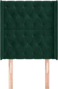 Čelo postele typu ušák tmavě zelené 83x16x118/128 cm samet 3119949