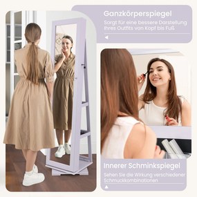 Costway Zrcadlová skříňka na šperky s celoplošným zrcadlem