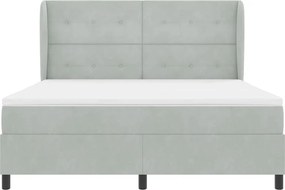 Postel s boxspringem s čelo Světle šedá 200 x 180 cm samet 3340940