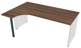 Stůl ergo pravý 180*120 cm - Hobis Gate GE 1800 P Dekor stolové desky: ořech, Dekor lamino podnože: bílá, Barva nohy: černá