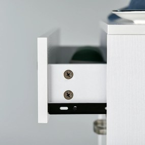 HOMCOM Skříň na boty - 3 skládací dveře a posuvná zásuvka - rozměry 62Š x 24H x 135V cm - hliníkové úchyty. Dřevotříska Bílá