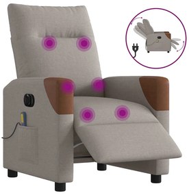 Elektrické masážní polohovací křeslo taupe textil 3324003