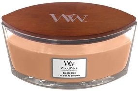 WoodWick Vonná svíčka WoodWick - Golden Milk 454 g, hnědá barva, sklo, dřevo, vosk