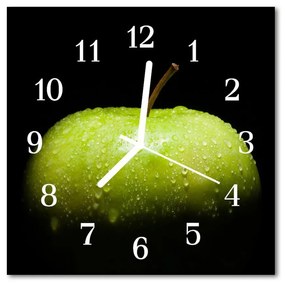 Skleněné hodiny čtvercové jablko 30x30 cm