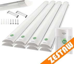 BERGE Sada 4 x povrchově montovaných LED svítidel 36W 120cm zářivkový panel pro garáž a dílnu