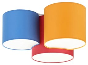 TK LIGHTING Stropní svítidlo - MONA 3275, 230V/15W/3xE27, modrá/červená/oranžová/bílá