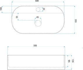 Keramické umyvadlo na desku REA Marcela 50x35,5 béžová mat