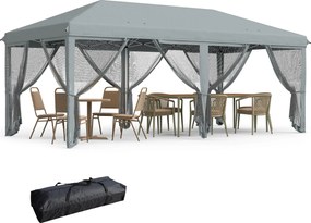 Outsunny Skládací Gazebo 6x3 m s 6 Anti-UV Moskytiérovými Stěnami a Pouzdrem pro Kempování Šedá | Aosom