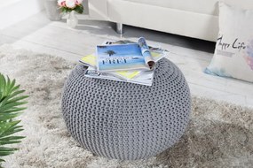 Pouf Leeds 50cm šeda pletená židle