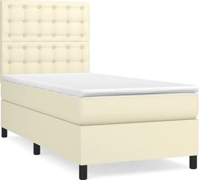 Box spring postel s matrací krémová 80 x 200 cm umělá kůže 3142811