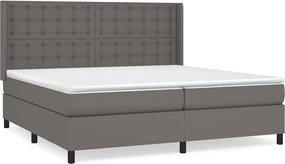Box spring postel s matrací šedá 200x200 cm umělá kůže 3132523