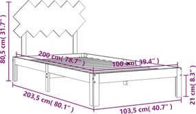 vidaXL Rám postele s čelem 100 x 200 cm masivní dřevo [3193716] Barva: Černá