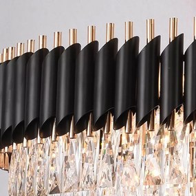 Toolight, stropní závěsná křišťálová lampa 9xE14 APP1058-CP, černá-zlatá, OSW-04400