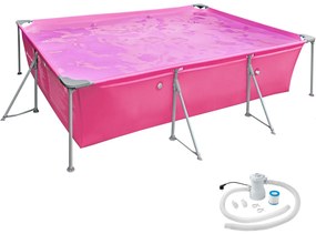 TecTake GmbH 403822 bazén obdélníkový s filtračním čerpadlem 300 x 207 x 70 cm - fuchsiová