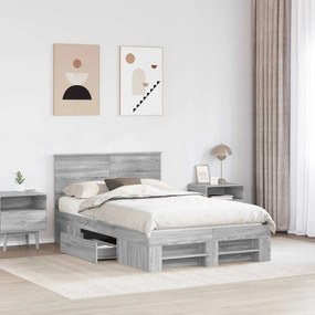 Rám postele s čelo Šedá Sonoma 120 x 200 cm Kompozitní dřevo 3408786