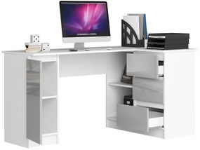 Rohový psací stůl B20 bílý/šedý pravý
