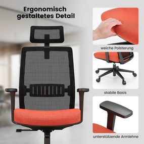 Costway Ergonomická kancelářská židle s opěradlem a bederní opěrkou a pohodlnou