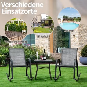 Costway Sada 2 houpacích křesel s prodyšným látkovým sedákem Ergonomická – šedá
