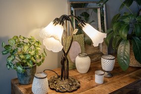 Stolní Tiffany lampa se 3mi květy Leonie - 41*31*43 cm