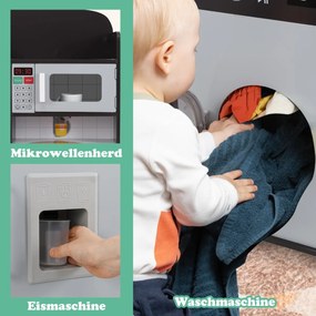 Costway Dětská kuchyňka s příslušenstvím 3 v 1 dětská kuchyňka dřevěná s lednicí