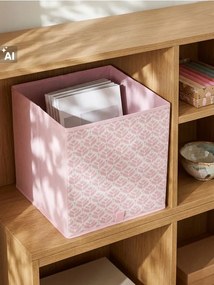 Sinsay - Skládací úložný box s rostlinným vzorem - pastelová růžová