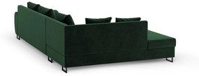 KOOKO HOME Rohová rozkládací sametová pohovka s úložným prostorem Calmato XL levý roh