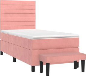 Box spring postel s matrací růžová 90x200 cm samet 3137886