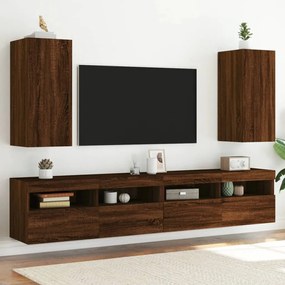Nástěnné TV skříňky s LED 2 ks hnědý dub 30,5 x 35 x 70 cm - Default Title