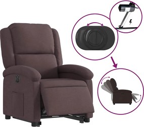 Elektrické zvedací polohovací křeslo tmavě hnědé textil 3204193