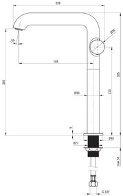 Deante Silia Hexa, vysoká umyvadlová baterie h-305, broušená ocel, DEA-BHS_F24K