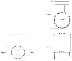 Sapho Sapho, X-ROUND COPPER sklenice, mléčné sklo, měď mat, XR903PG