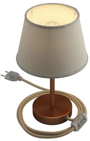 creative cables Alzaluce se stínidlem Impero, kovová stolní lampa se zástrčkou, kabelem a vypínačem Velikost: 15 cm, Barva: Broušený bronz-antracit