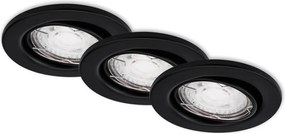 BRILONER Vestavné LED svítidlo matná černá, GU10 5W 460lm 3000K pr. 86x70 mm 3ks