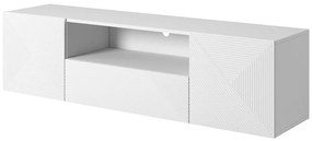 Závěsný TV stolek Asha 167 cm s výklenkem - bílý mat