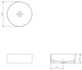Cersanit K114-020 - Umyvadlo na desku CREA pr. 38 cm keramika/lesklá bílá