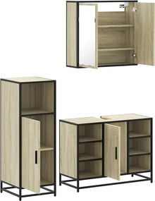 3dílný set koupelnového nábytku dub sonoma kompozitní dřevo 3300971