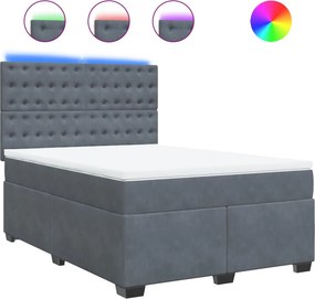 Box spring postel s matrací tmavě šedý 140 x 190 cm samet 3293219