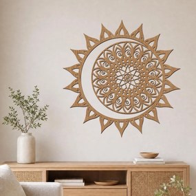 dřevo života Dřevěná Solární mandala na zeď Zvolte barvu dekoru: Horský dub, Zvolte rozměr Ø (cm): 95