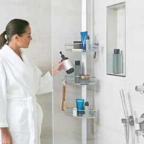 Simplehuman Rohová tyč s nastavitelnými poličkami do sprchy Simplehuman, nerez / hliník, 182 -274cm