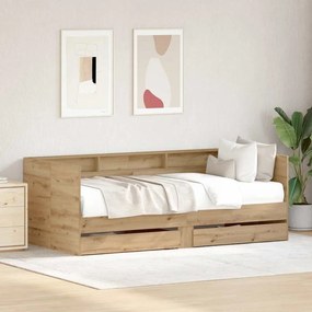 Daybed se zásuvkou Artisanový dub 100 x 200 cm Kompozitní dřevo 3333985