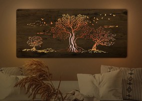Li-Go "Tři olivy" světelný obraz s baterií 120x60cm varianta: ovládání na obraze bez dálkového ovladače, provedení: dub světlý