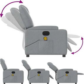 Elektrické masážní polohovací křeslo světle šedé textil 3204356