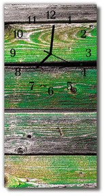 Skleněné hodiny vertikální Dřevěné desky se zeleným mechem