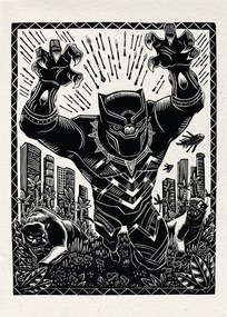 Komar Plakát Marvel Black Panther Lino-Cut Charge 50 x 70 cm